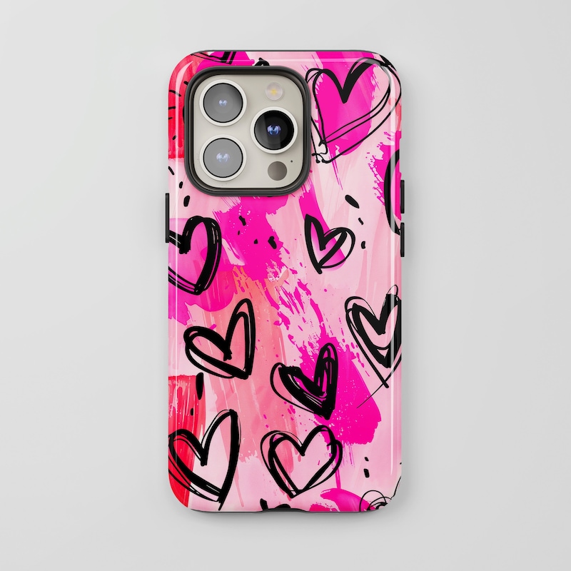 Pink Heart Phone Case - Etsy