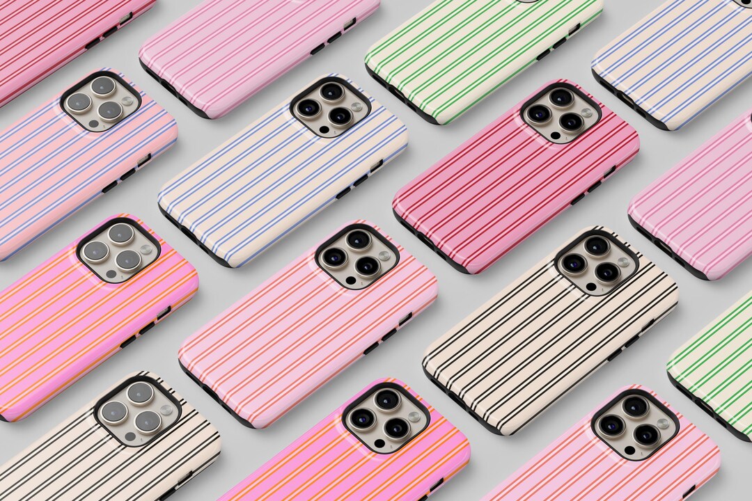 Retro Striped Phone Case: Custom Color Minimalist Design for iPhone 17 ...
