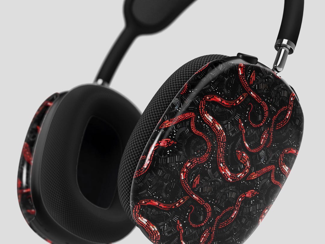 Edgy Snake AirPod Max Case: Black & Red Reptile Mosaic - Etsy