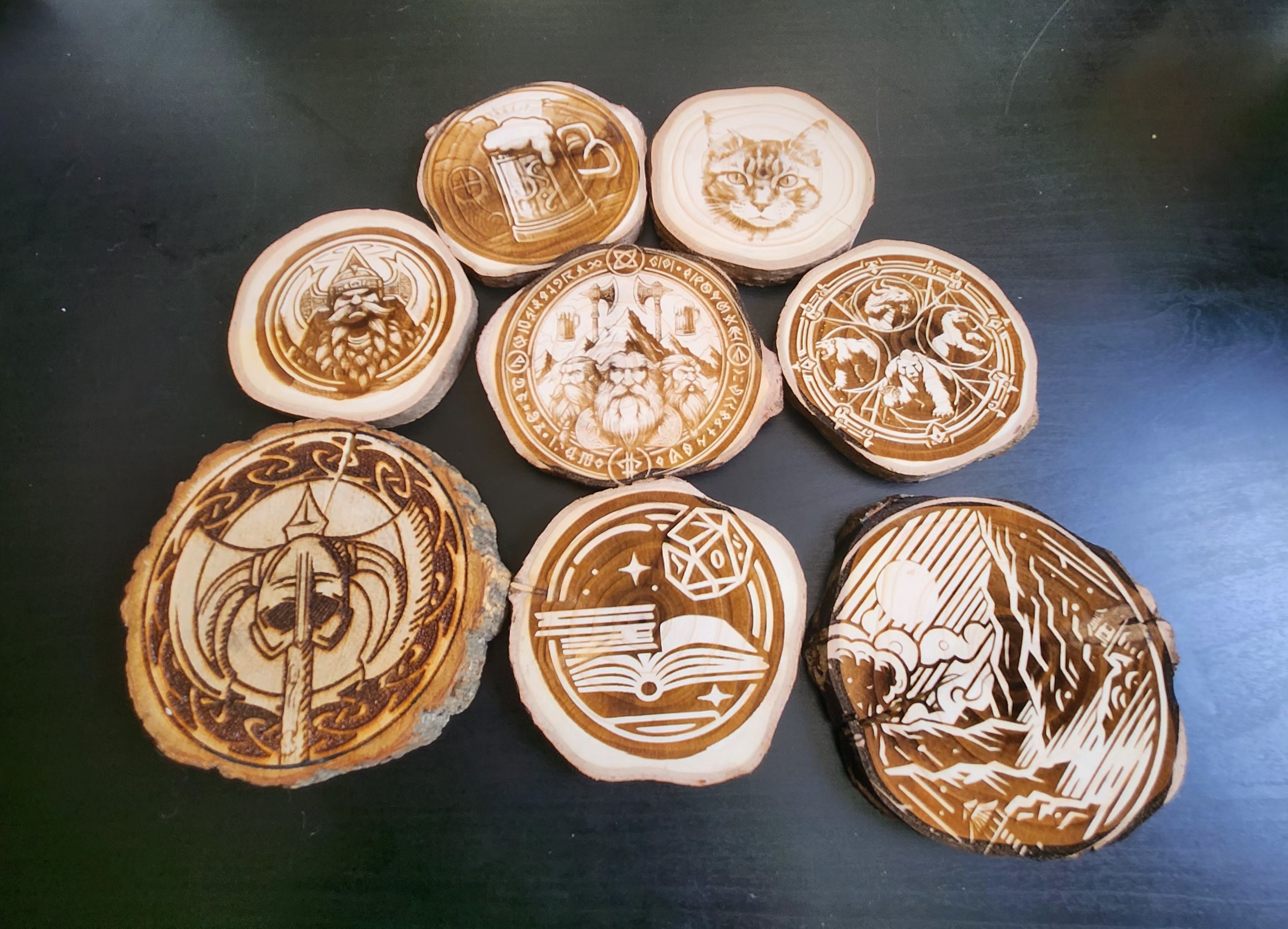 Customisable Fantasy Dnd/season Decor Style Wood Log Coasters - Etsy