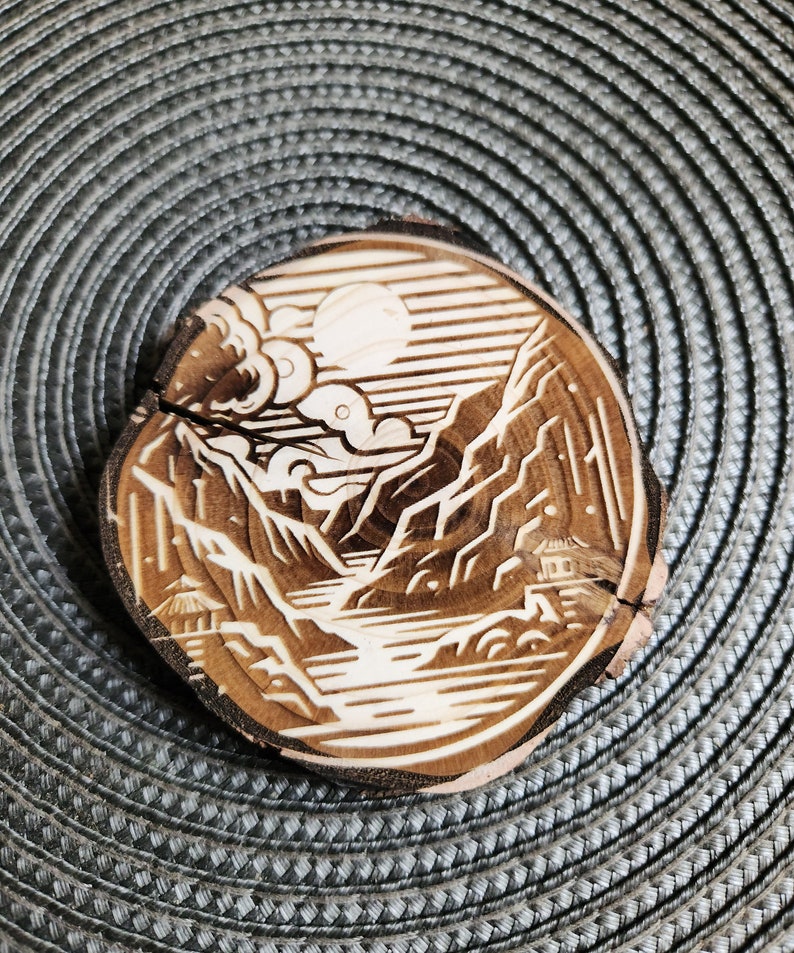 Customisable Fantasy Dnd/season Decor Style Wood Log Coasters - Etsy