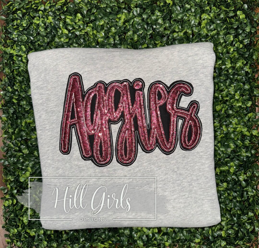 Aggies Team Sweatshirt | Sparkly Embroidered Applique | Sequin Sweatshirt | Aggie - Etsy