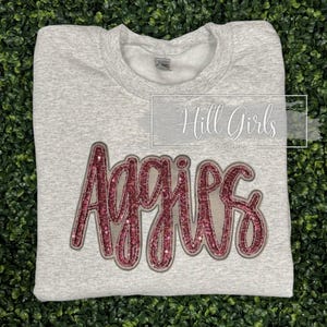 Aggies Team Sweatshirt | Sparkly Embroidered Applique | Sequin Sweatshirt | Aggie - Etsy