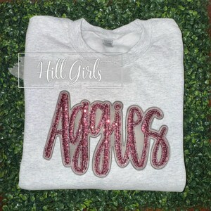 Aggies Team Sweatshirt | Sparkly Embroidered Applique | Sequin Sweatshirt | Aggie - Etsy