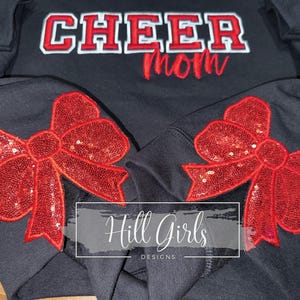 Cheer Mom Sweatshirt With Bows | Sequin Side Bows | Puff Embroidery - Etsy