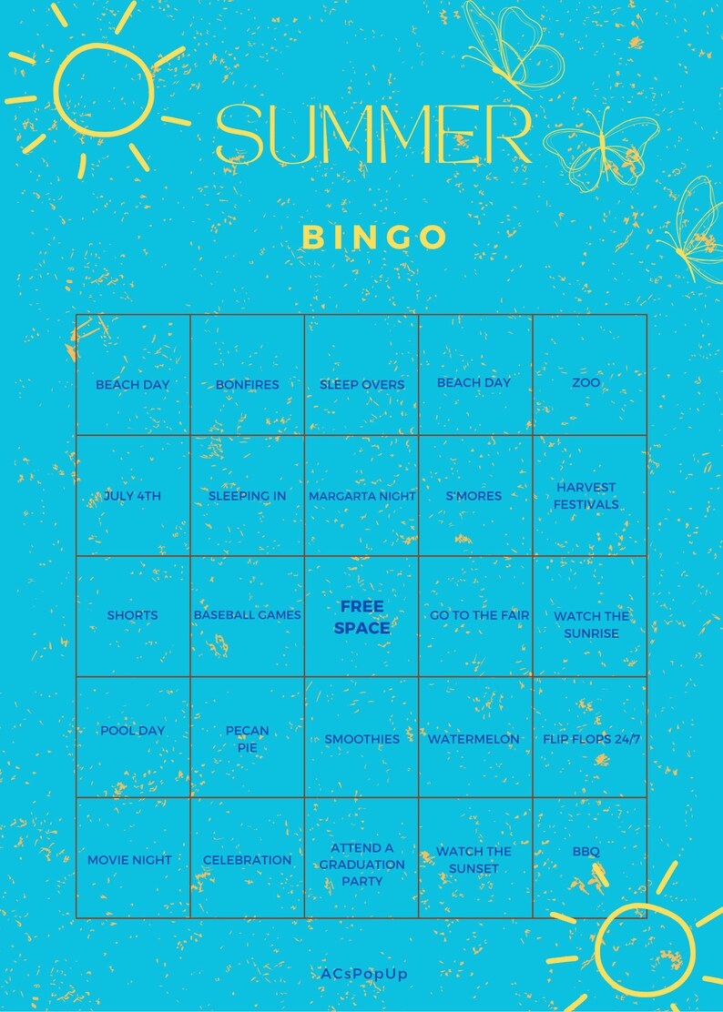 Summer Bingo Card PDF - Etsy