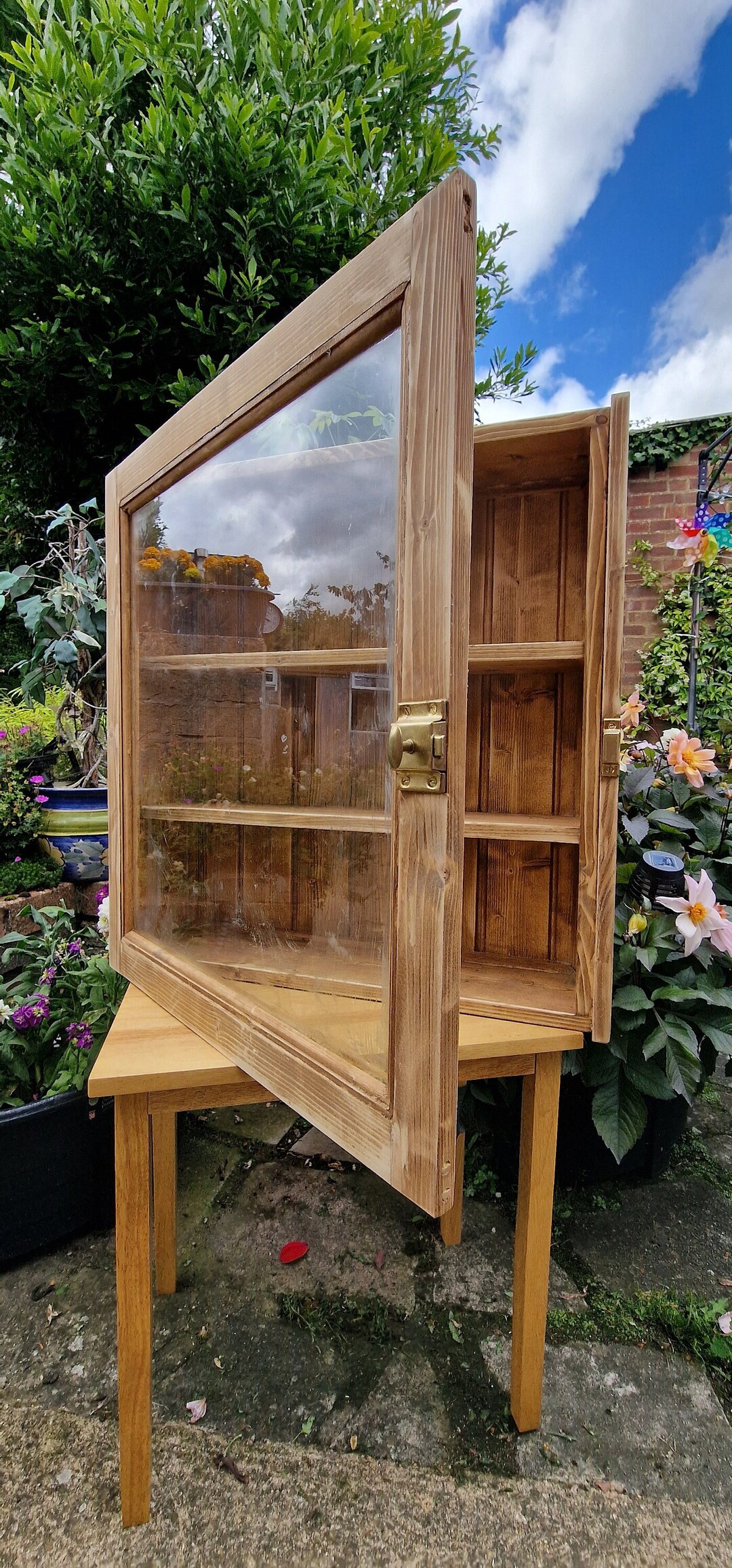 SALE Display Case, Vintage Style, Solid Pine, Glass Fronted With ...