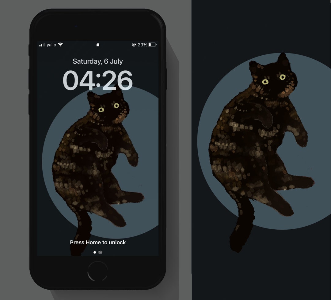 Black Cat Phone Wallpaper | Minimalistic Black Phone Background ...