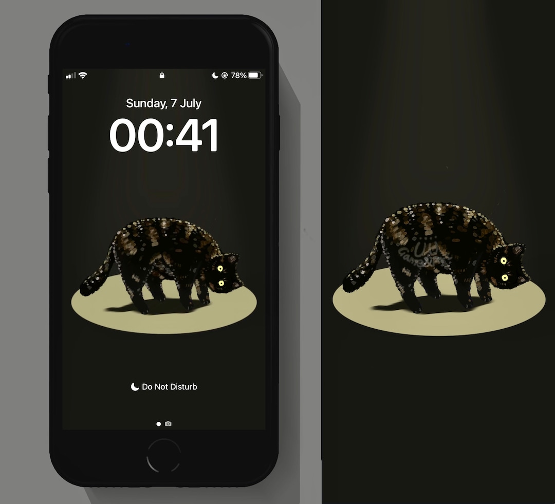 Tortoiseshell Cat Phone Wallpaper | Minimalistic Black Phone Background ...