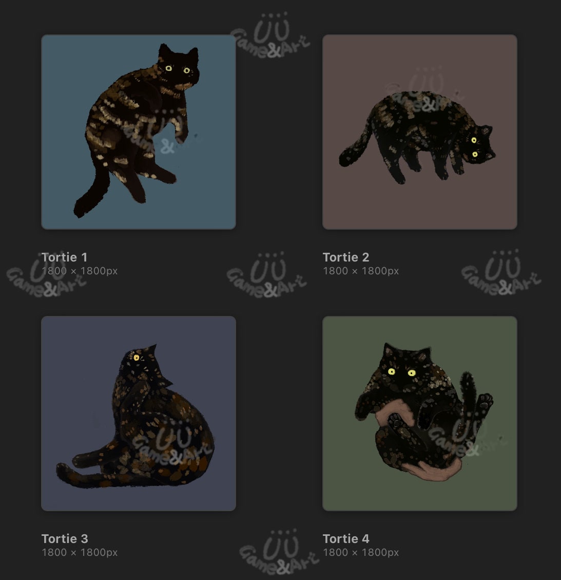 Tortoiseshell Cute Cat Clipart Bundle PNG | Mystical Calico Cat ...