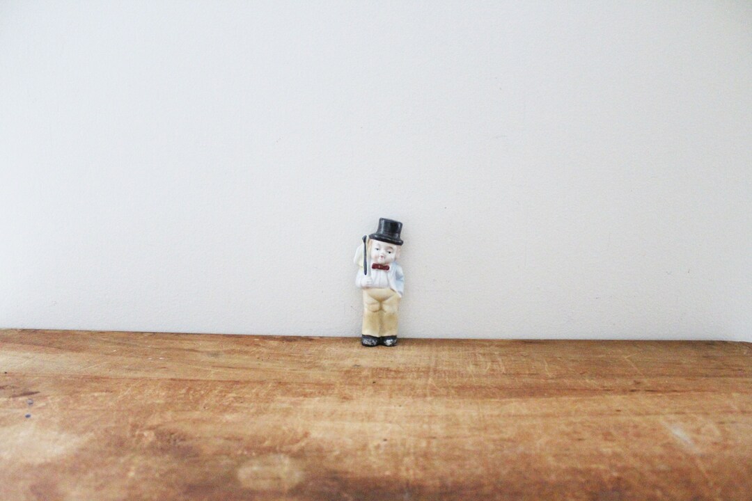 Vintage 1950s Sweet Little Hobo Boy in Top Hat & Bow Tie Miniature ...