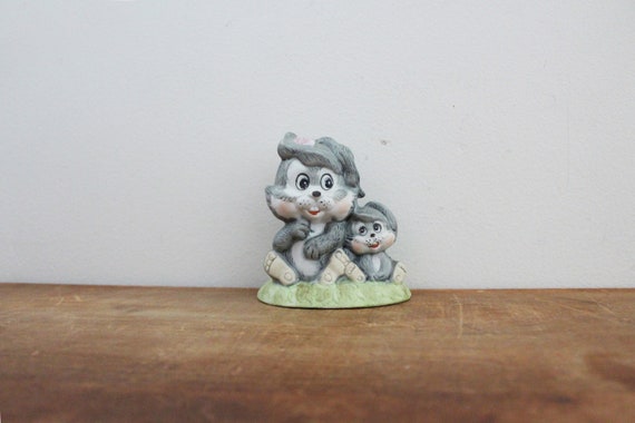 Vintage 70s Super Derpy Gray Bunny Rabbit Mom & Baby Figurine - Etsy