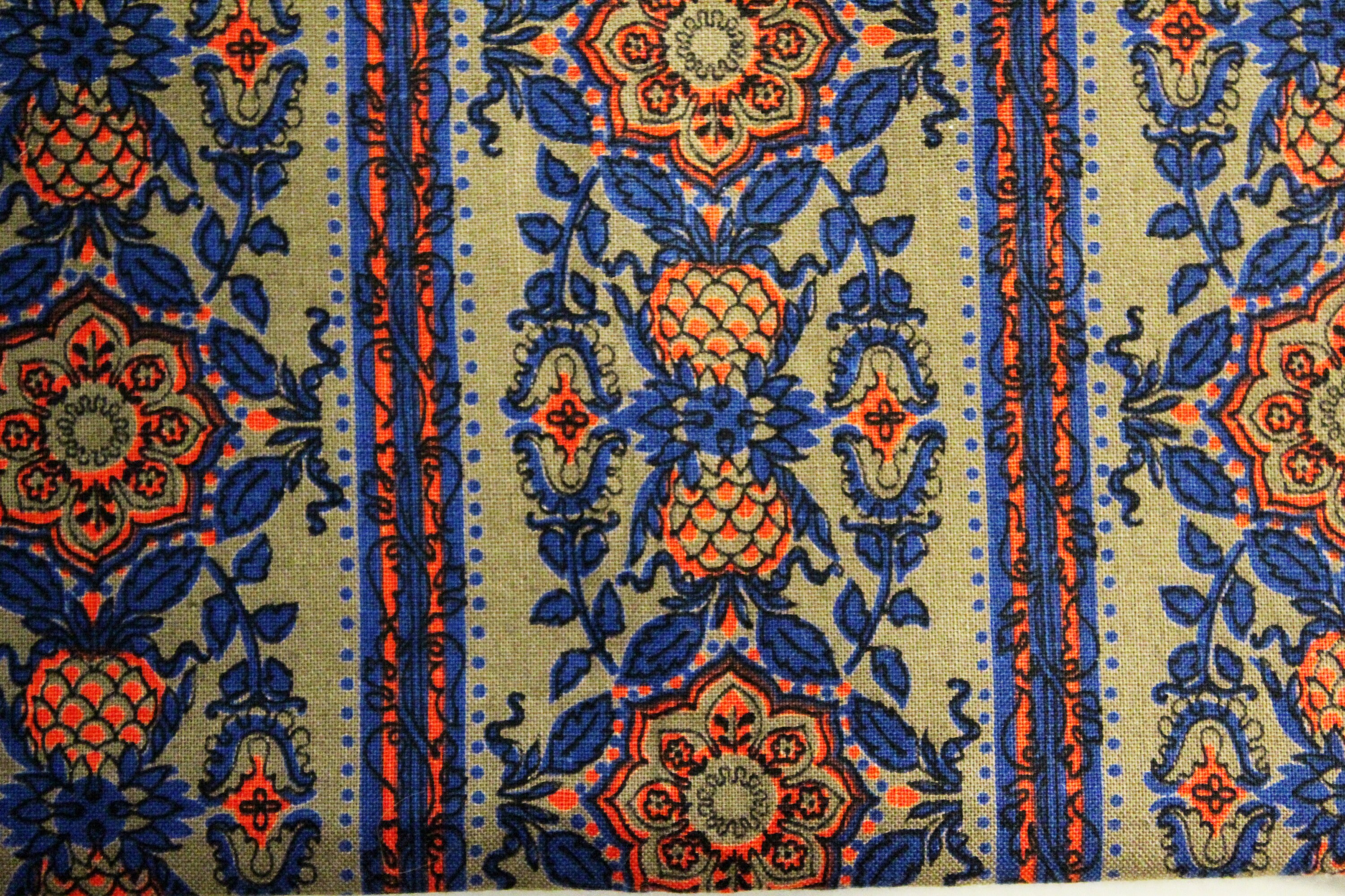 Vintage 50s Red Floral Wallpaper Style Pattern Stone Brown Novelty ...