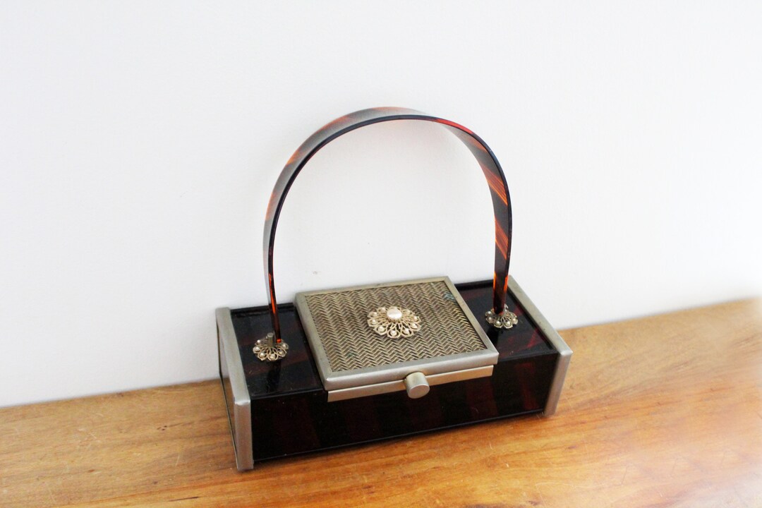 Vintage 60's Tyrolean Striped Floral Faux Pearl Decorated Unusual ...