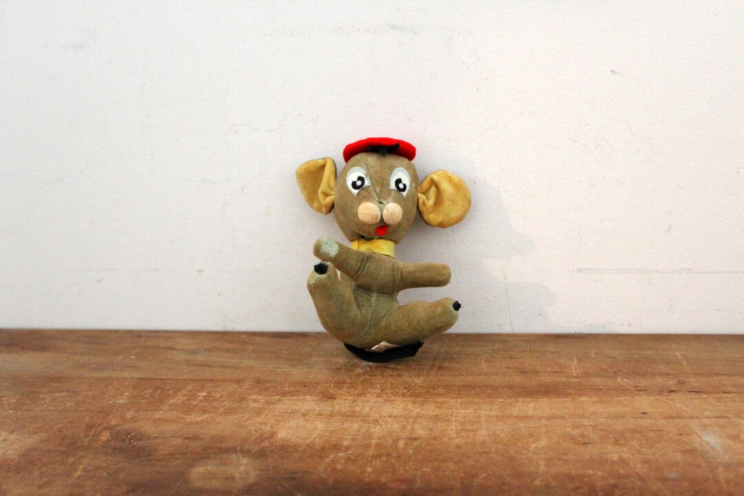 Vintage 60s Saddest Little Distressed Mouse Wearing Beret Stuffed ...