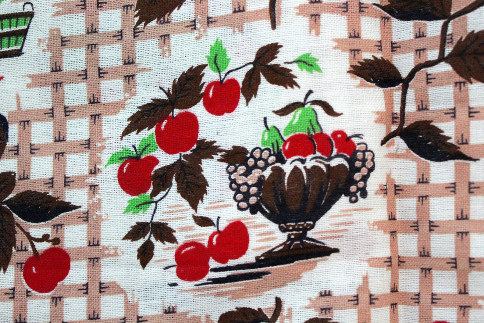 Vintage 60s Basket Weave Autumn Leaves Cornucopia Barns & - Etsy