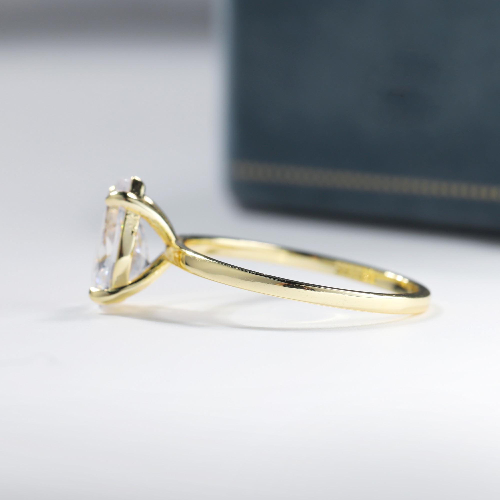 Fake Pear Cut Engagement Ring, Wedding Prong Ring, Solitaire Simulated ...