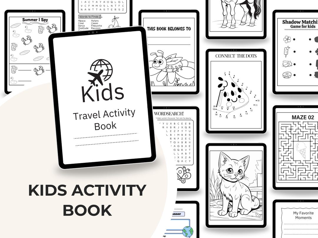 Kids Travel Activity Book|puzzles for Kids|kids Coloring Book - Etsy