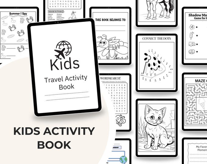 Kids Travel Activity Book|puzzles for Kids|kids Coloring Book - Etsy