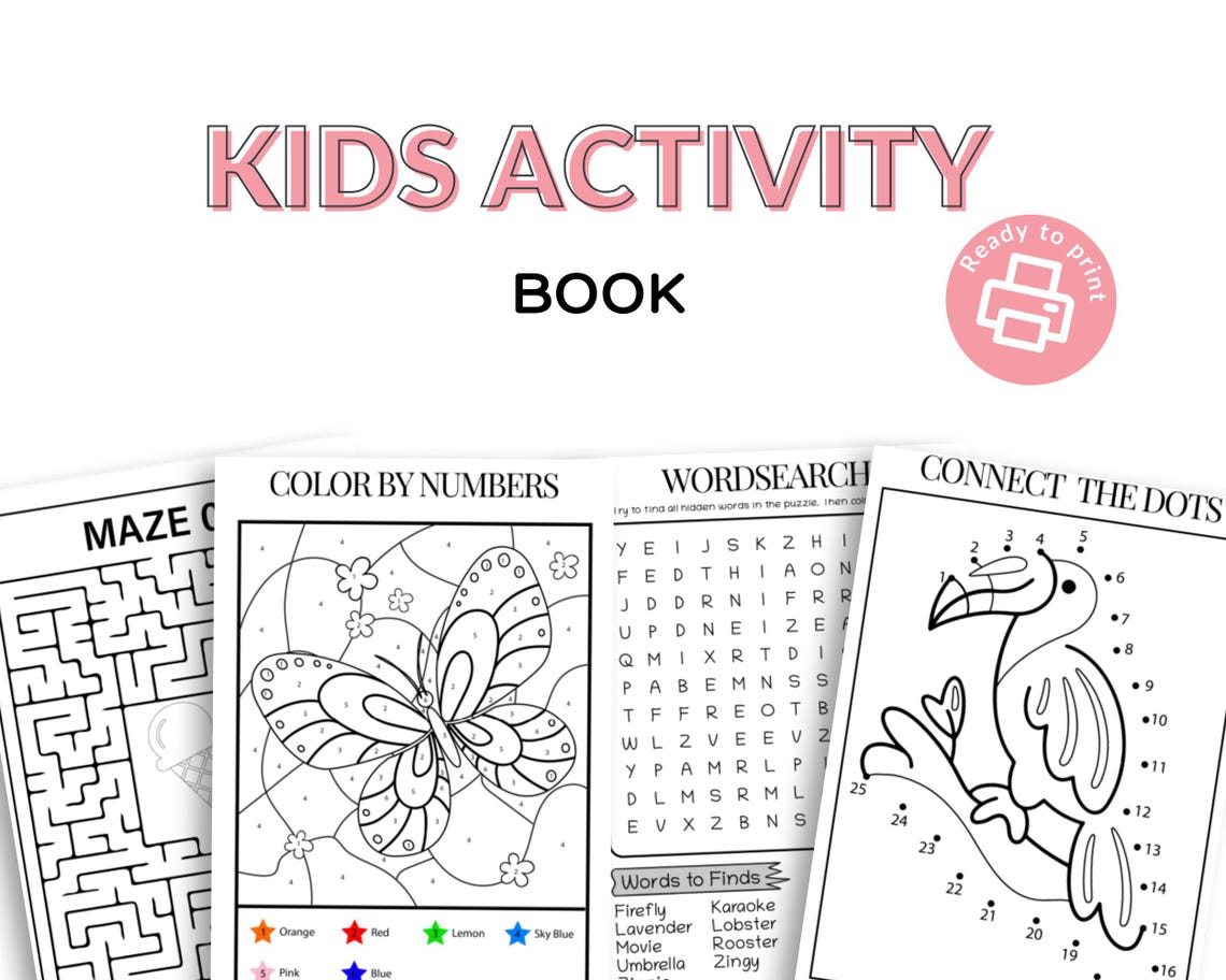 Kids Travel Activity Book|puzzles for Kids|kids Coloring Book - Etsy