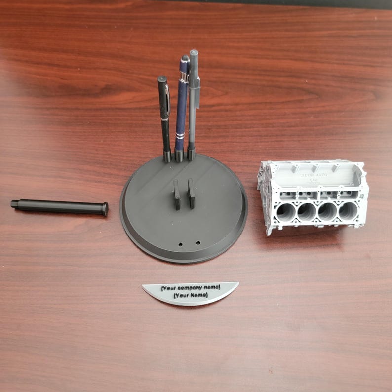 3D Printed REAL Chevrolet V8 Replica Engine Block Card Holder and Pen ...