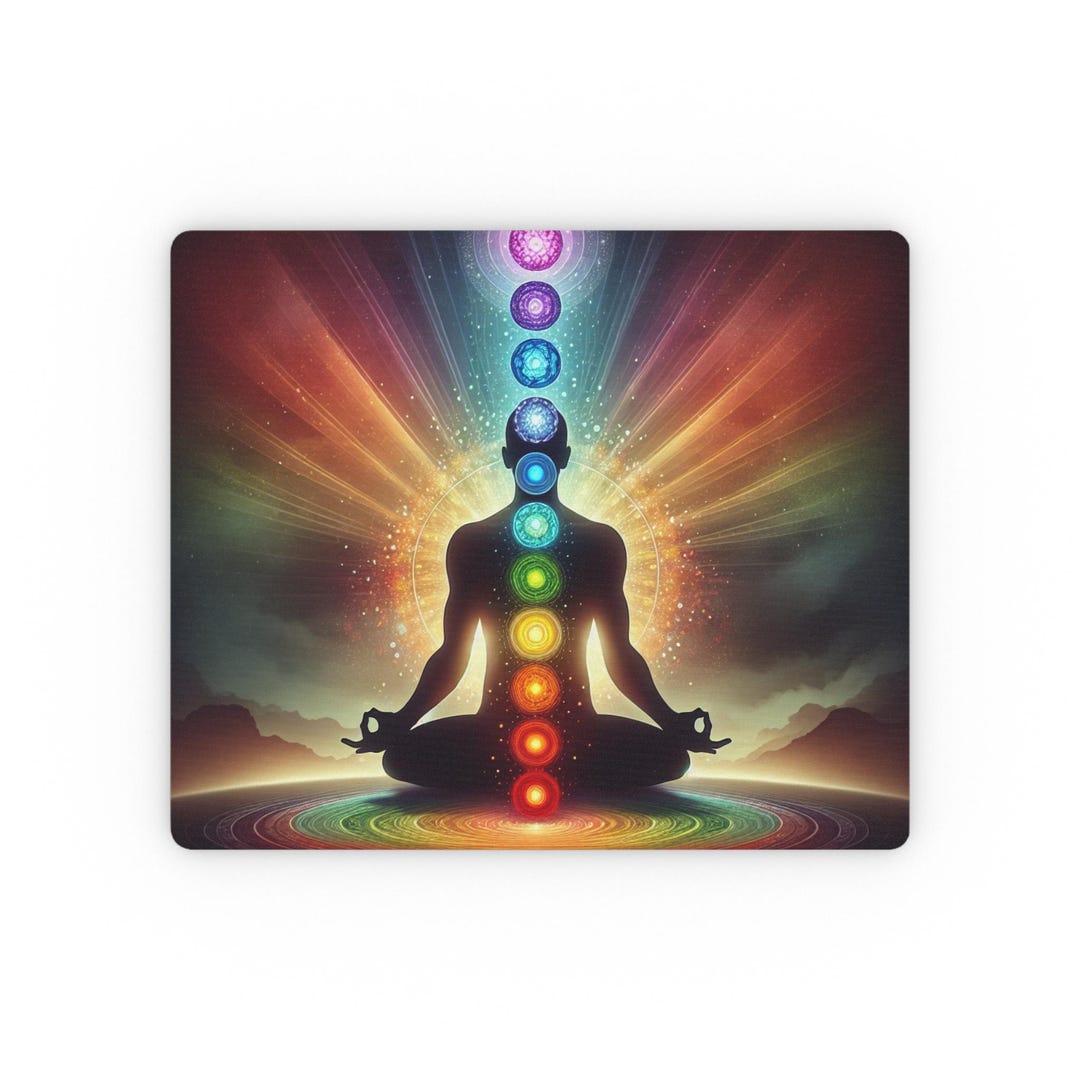 Zen Chakra Rectangular Mouse Pad - Meditation Decor, Office Gift, Gamer ...
