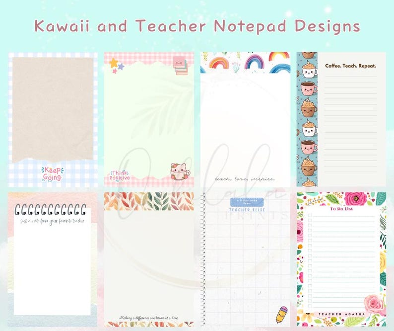 Notepad Templates Design / Teacher Gift / Kawaii Inspired ...
