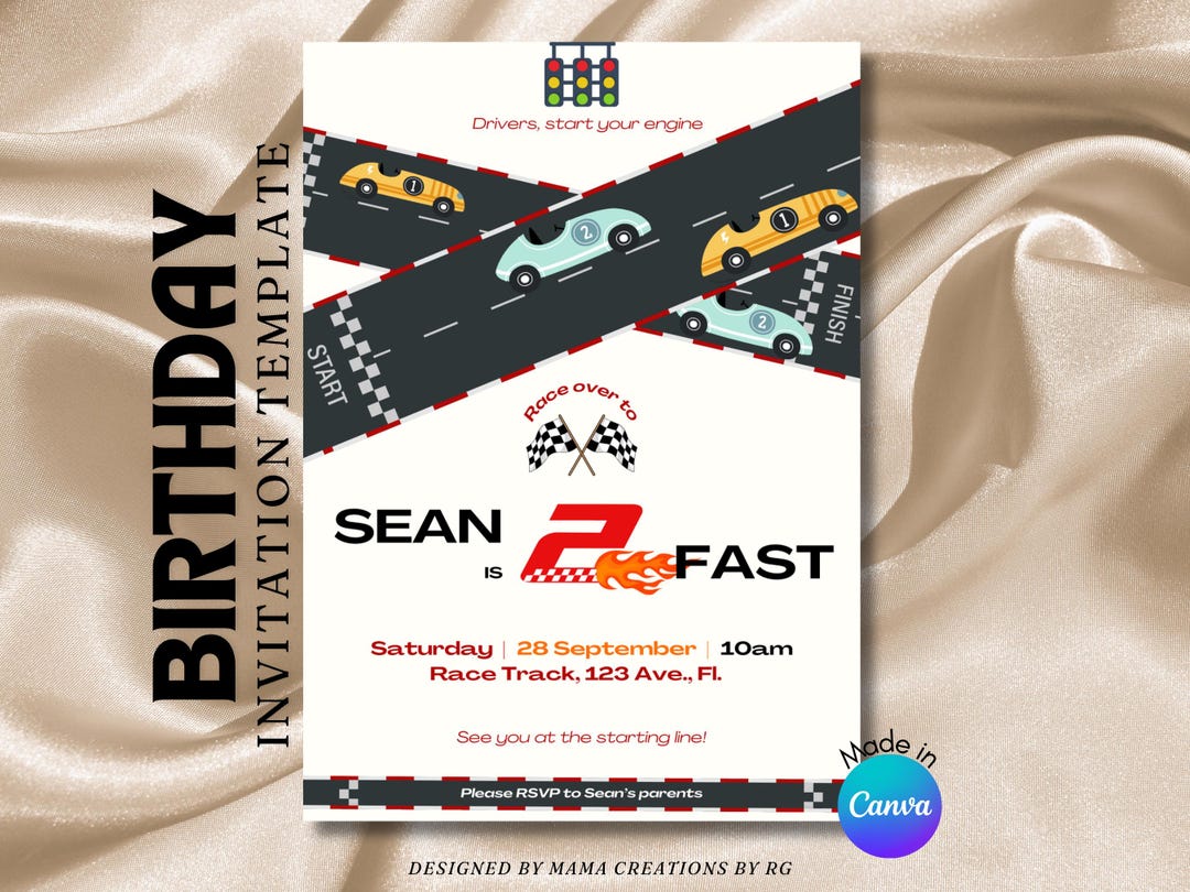 Birthday Invitation Template | Race Car Birthday Party | Sporty Racer ...