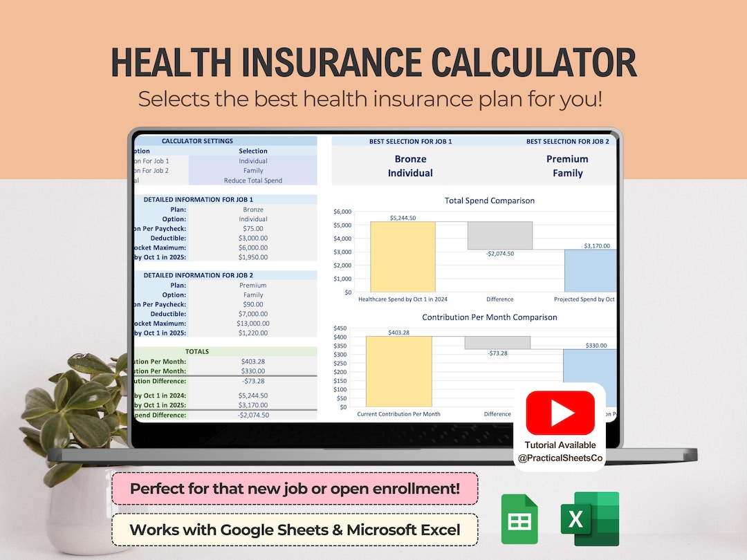 Health Insurance Comparison Tool Template for Excel Spreadsheet ...