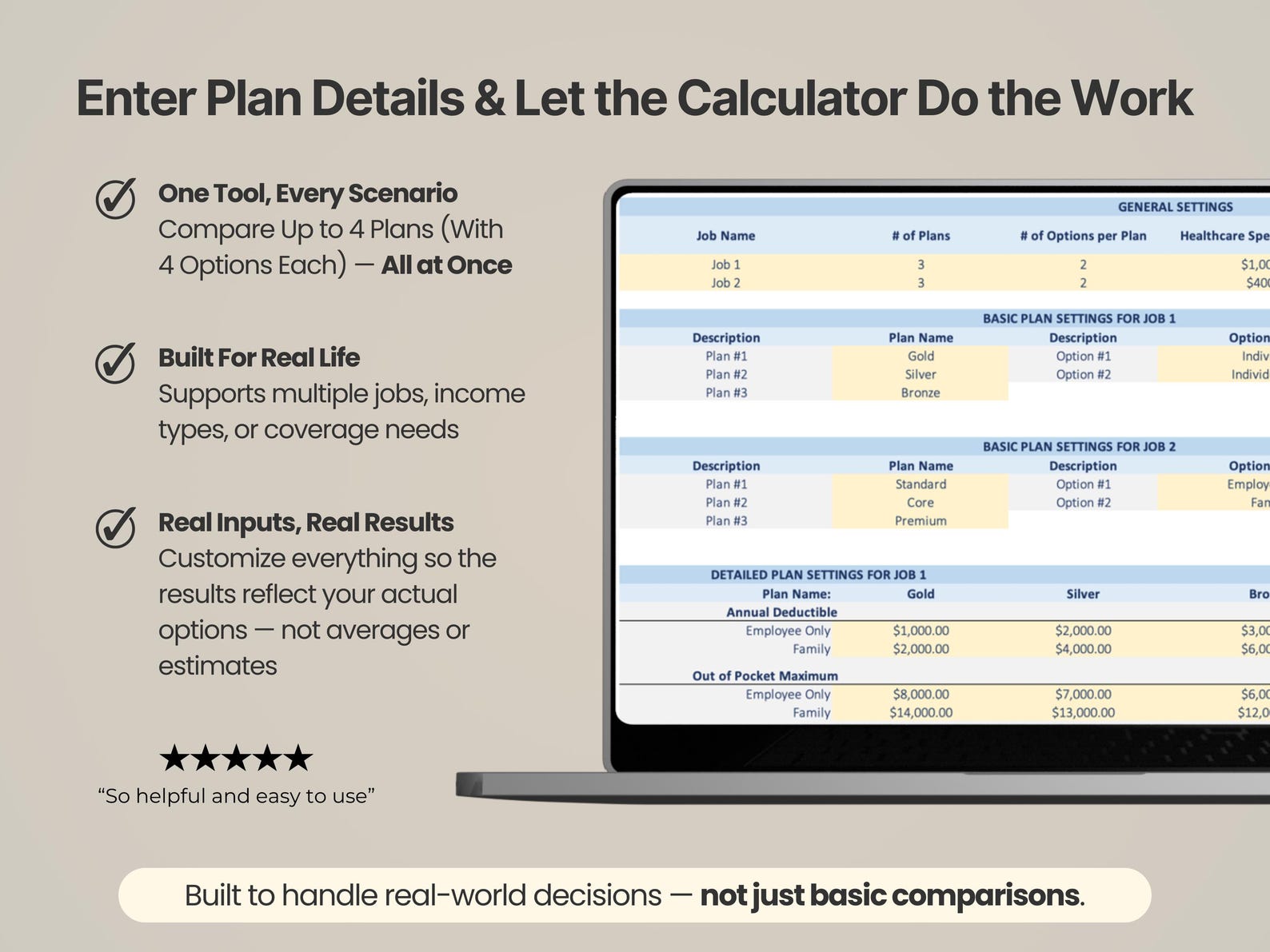 Health Insurance Comparison Tool Template Google Sheets Spreadsheet ...