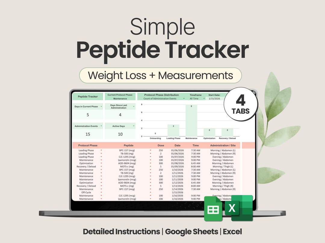 Peptide Tracker Excel Weight Loss Tracker Google Sheets Spreadsheet ...