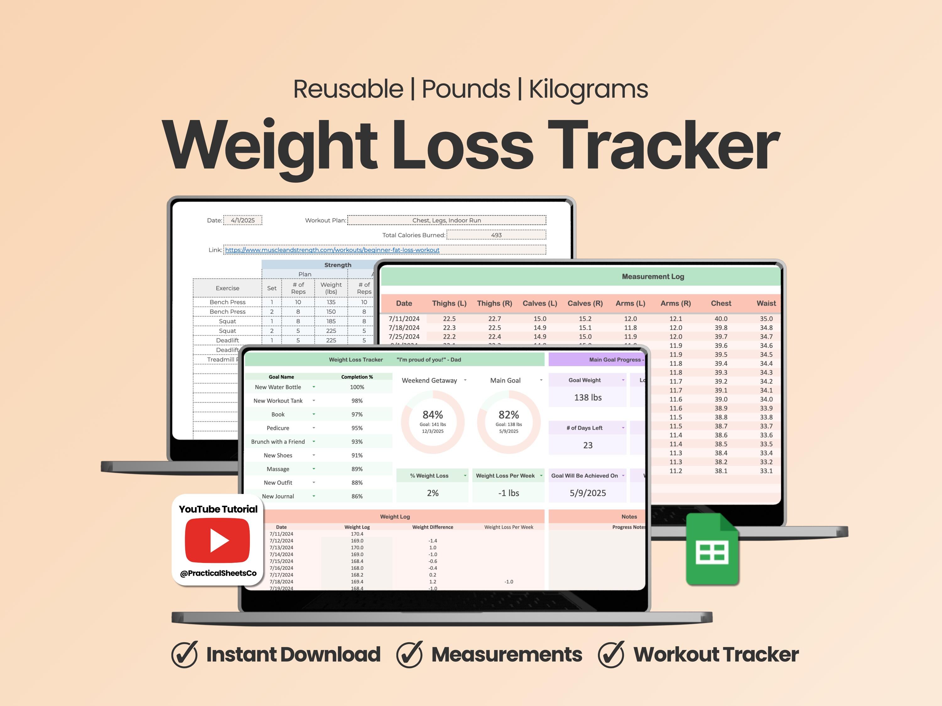 Weight Loss Tracker Google Sheets Weight Loss Spreadsheet Printable ...