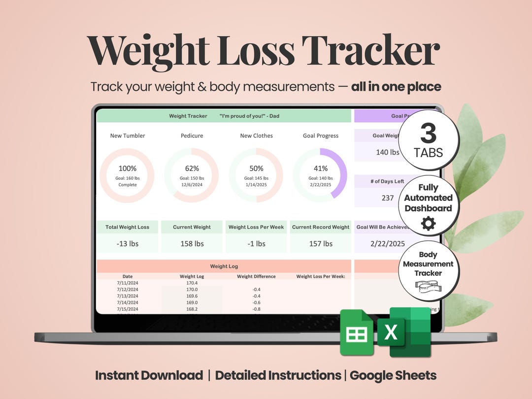 Weight Loss Tracker Google Sheets Weight Loss Template Excel Weightloss ...