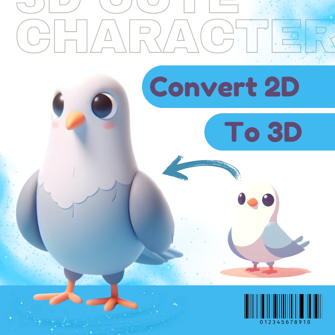 2D to 3D 3D Model Commission 3D Design Service Custom DIGITAL 3D Model From Your 2D Concept ...