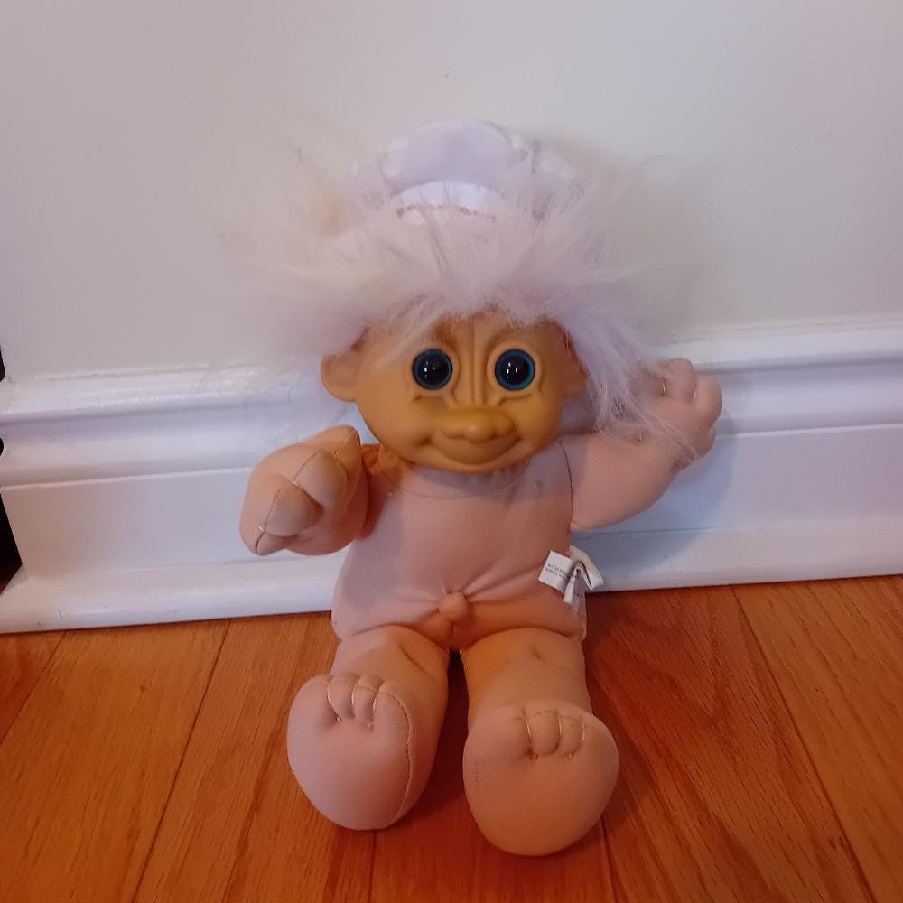 Vintage 80s 1980s VTG Russ Troll Girl Kids Doll Soft Body Belly Button ...