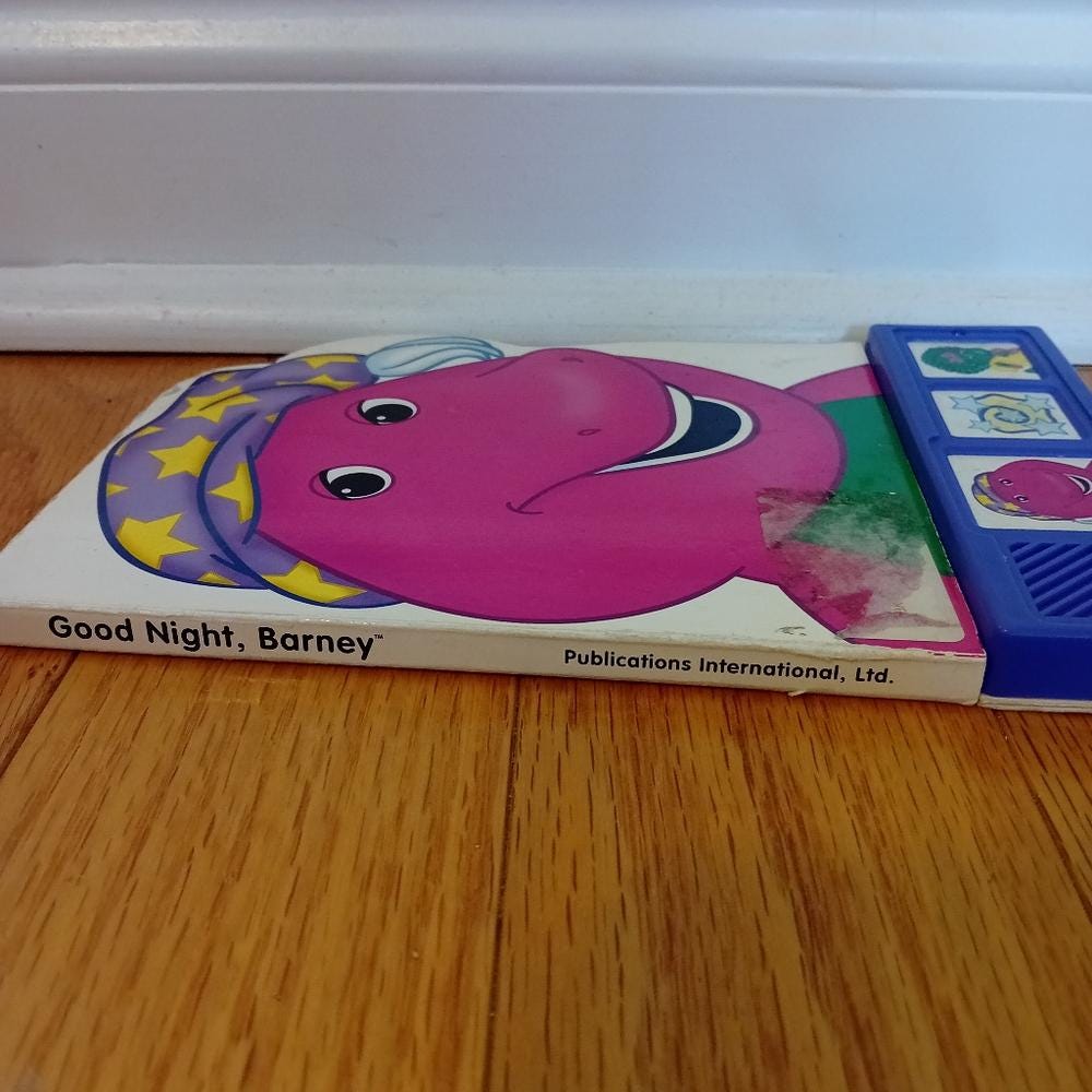 2001 Vintage Y2K Good Night Barney Play-a-sound Talking Book by Dana ...