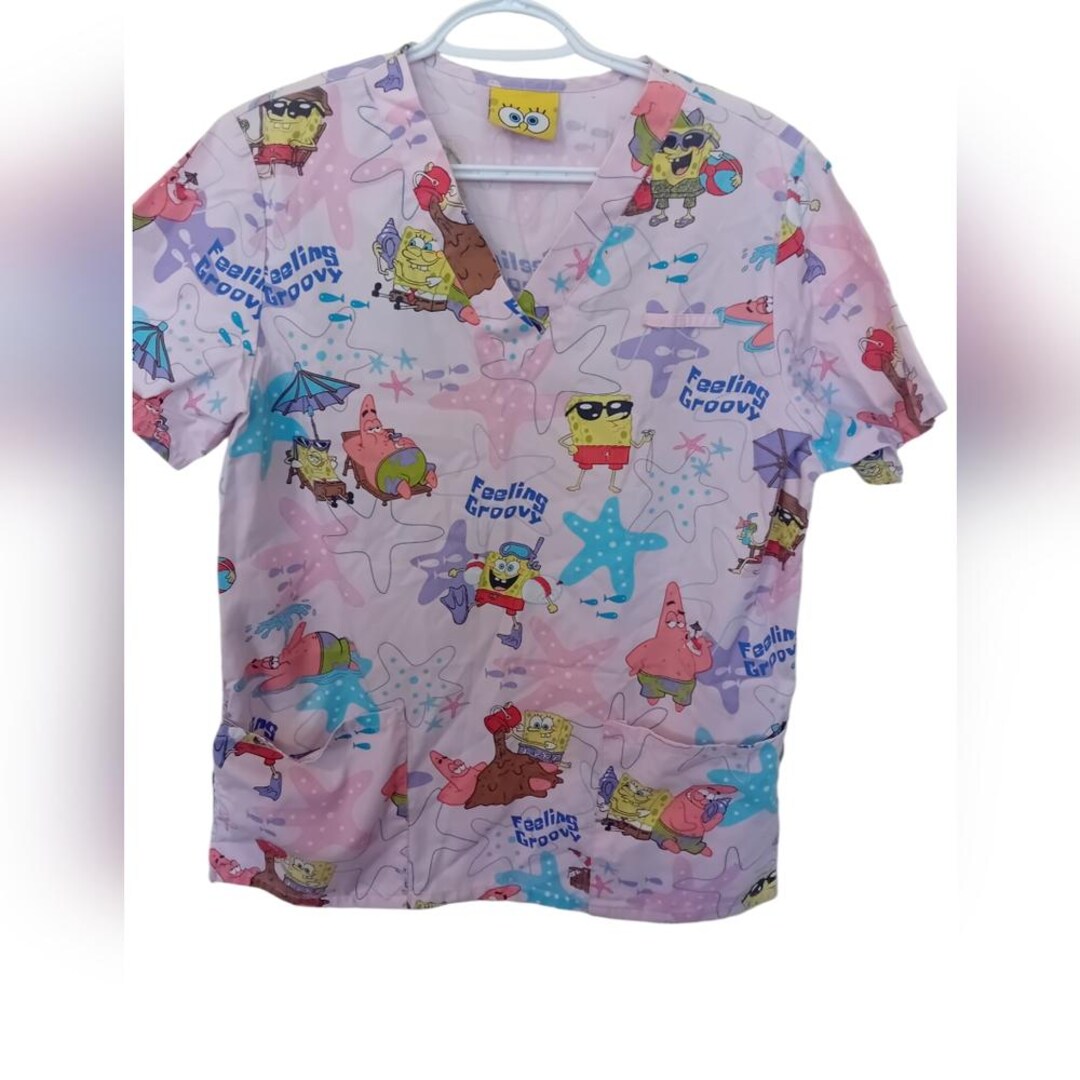 Y2K 2000s Nickelodeon Spongebob Squarepants Scrub Top Nurse Doctor ...