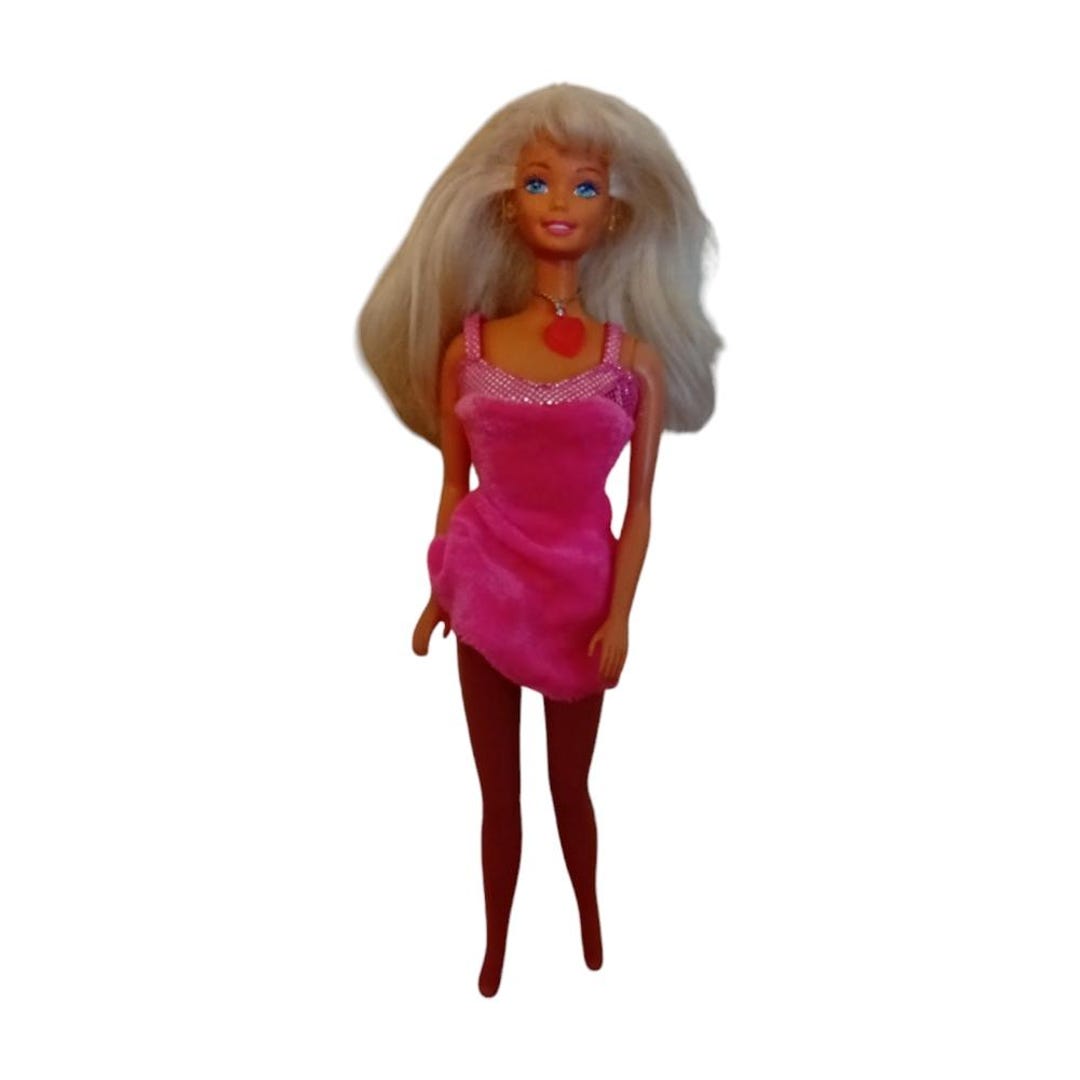 Vintage 90s 1997 Mattel Barbie Sweetheart Pink Dress Jewel Necklace ...