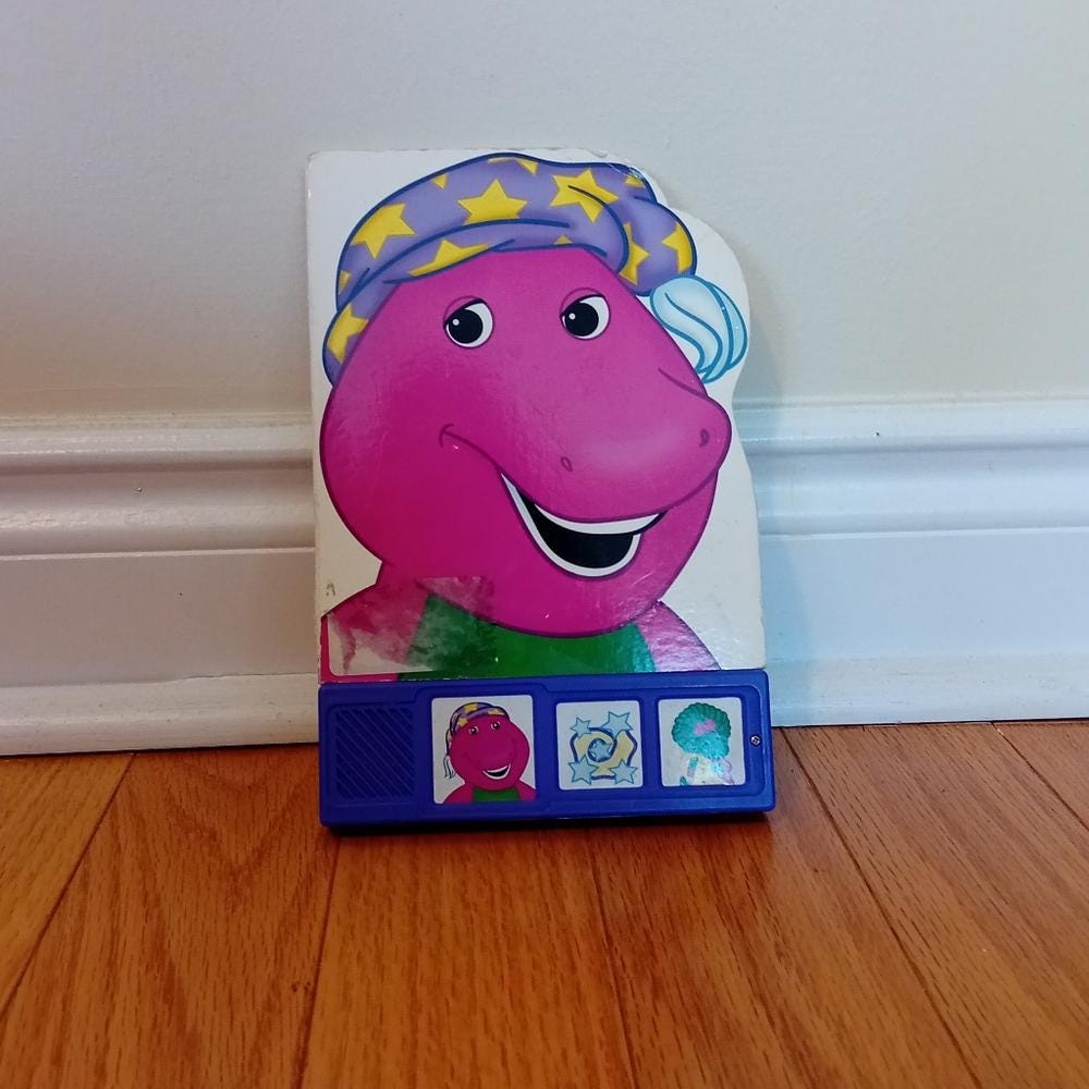 2001 Vintage Y2K Good Night Barney Play-a-sound Talking Book by Dana ...