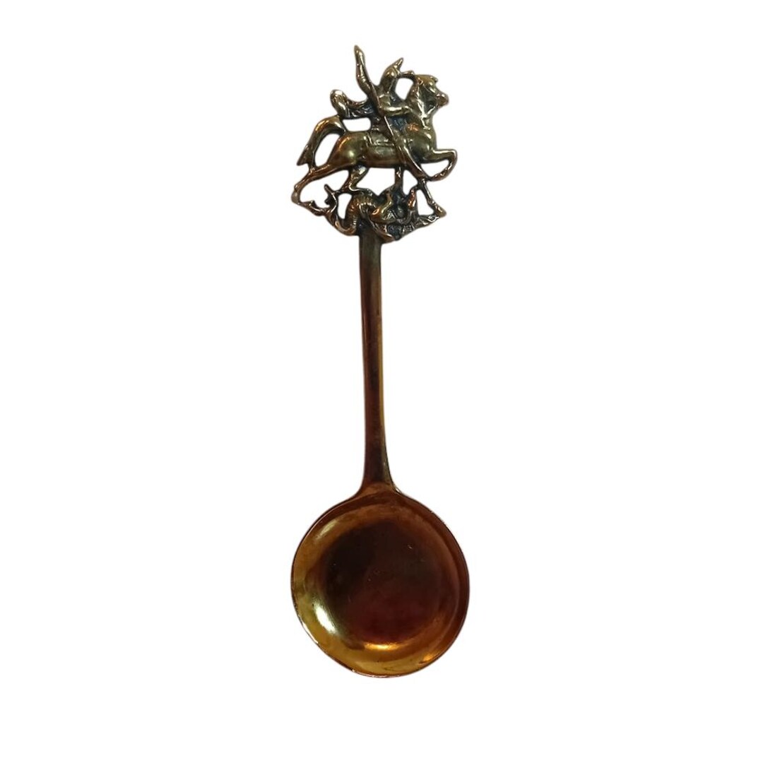 Antique 1910s St George Brushed Brass Copper Etched Collector's ...