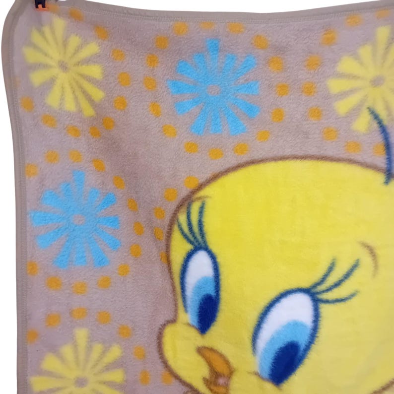 Vintage Warner Bros Looney Tunes Tweety Bird Blanket Plush Throw Kids ...