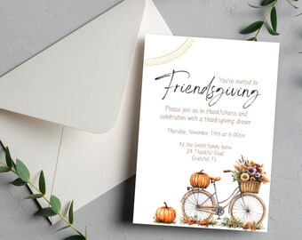 Black and Cream Illustrative Friendsgiving Invitation Template - Etsy