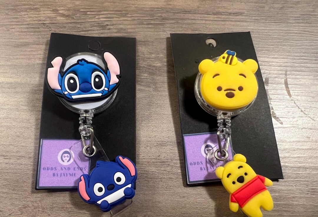 Stitch or Pooh Disney Badge Reel Cute ID Holder Retractable Badge Reel ...