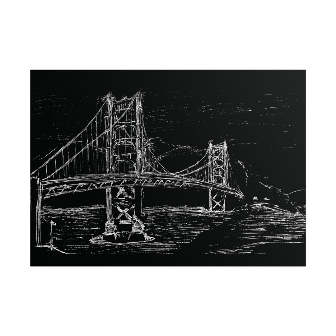 Golden Gate Bridge Sketch Print, San Francisco Sketch, Golden Gate ...