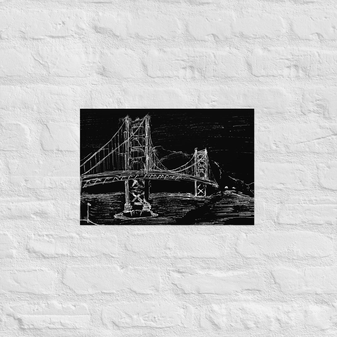 Golden Gate Bridge Sketch Print, San Francisco Sketch, Golden Gate ...