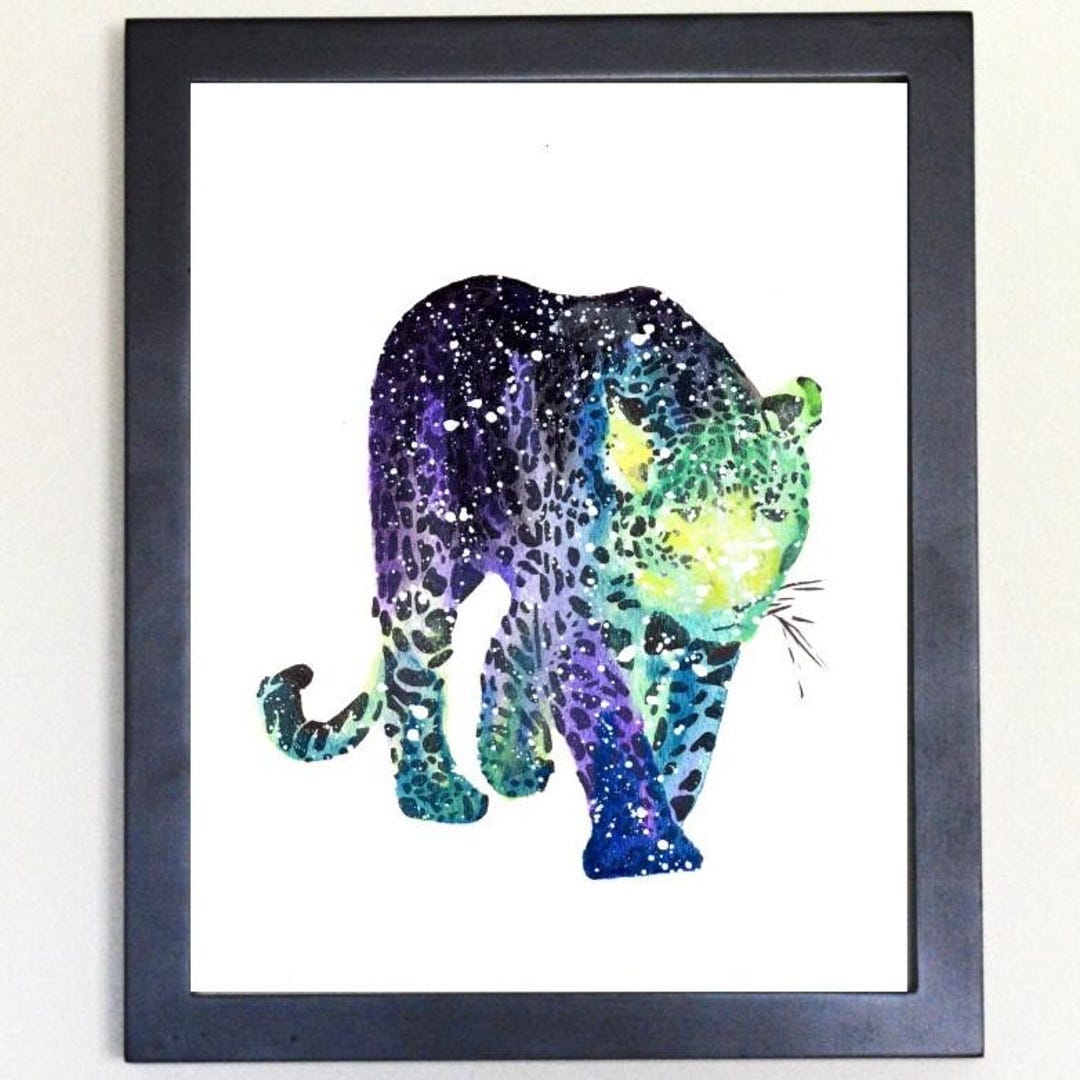 Cosmic Leopard Art Print, Watercolor 8x10 - Etsy