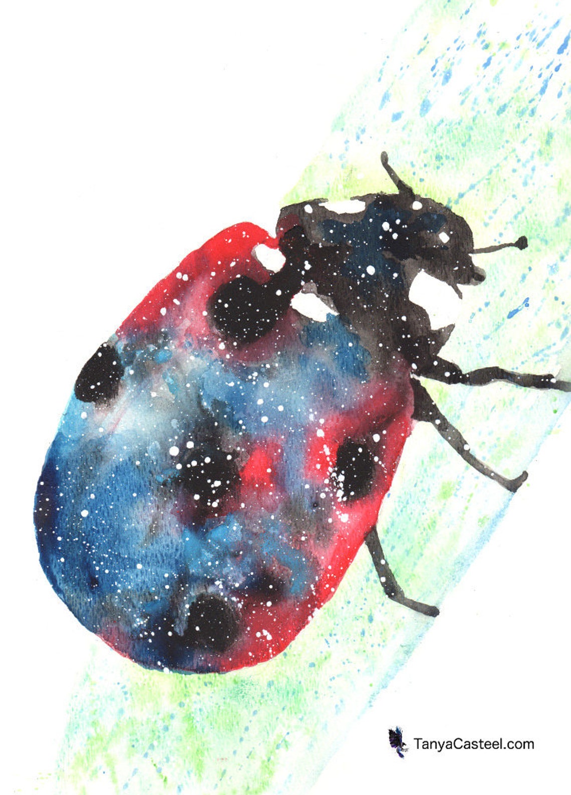Cosmic Ladybug Art Print Watercolor 8x10 | Etsy