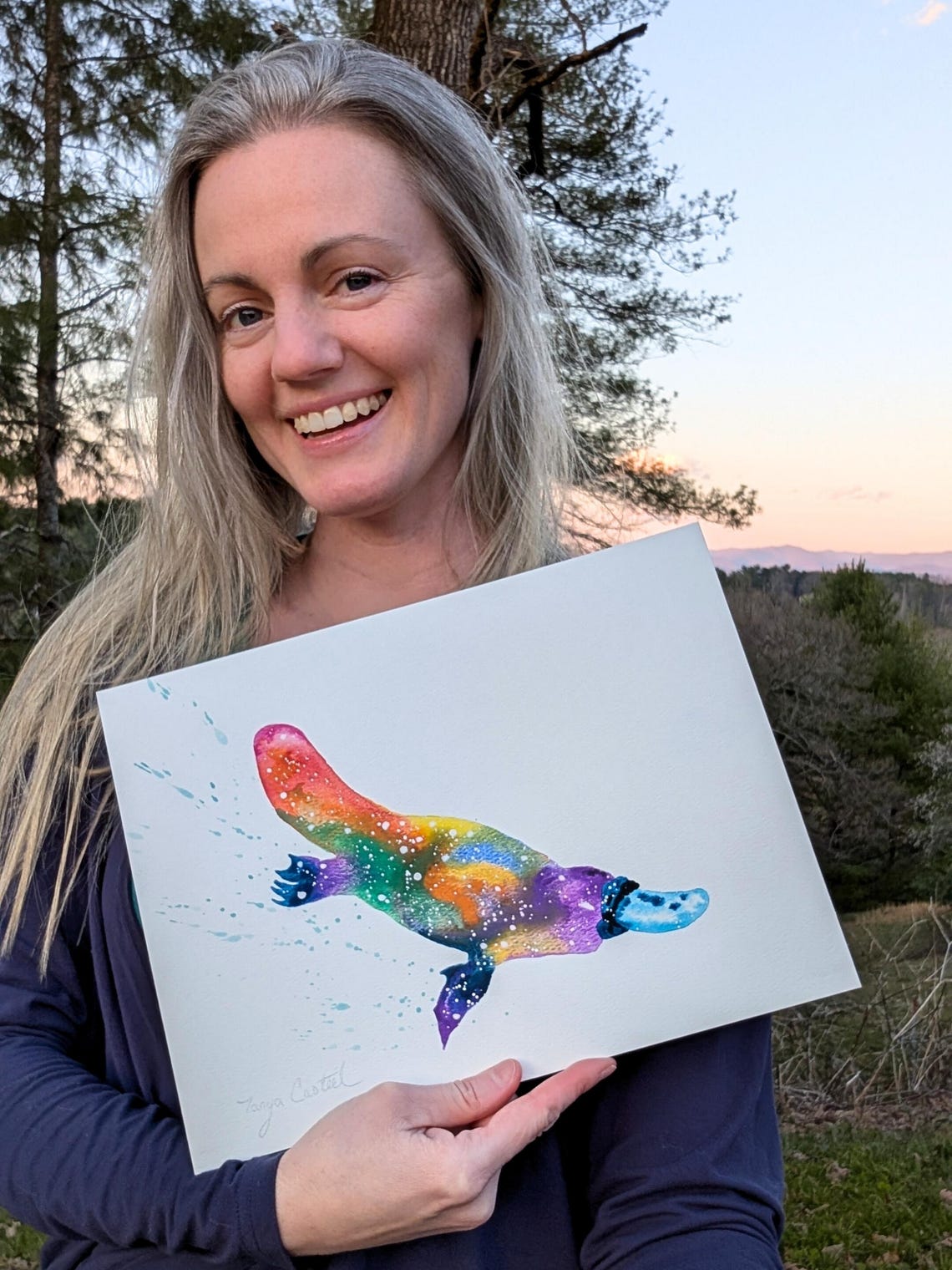 ORIGINAL Cosmic Platypus Watercolor Painting 9X12 - Etsy
