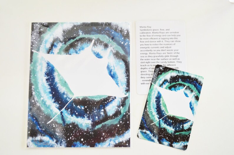 Cosmic Spiral Manta Ray Art Print Watercolor 8x10 - Etsy