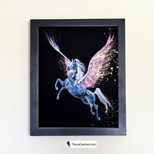 Galactic Black Phoenix Art Print Watercolor 8x10 | Etsy